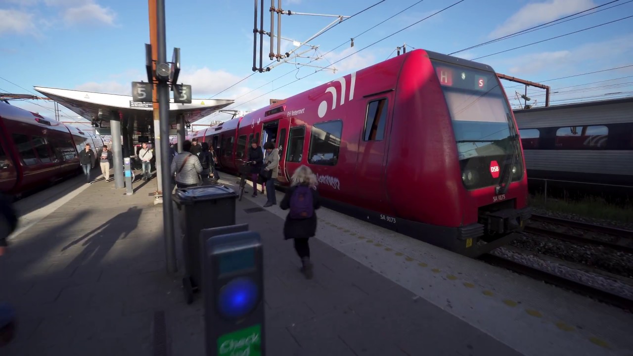 Denmark, train ride from Dybbølsbro to Copenhagen Central Station, 2X ...