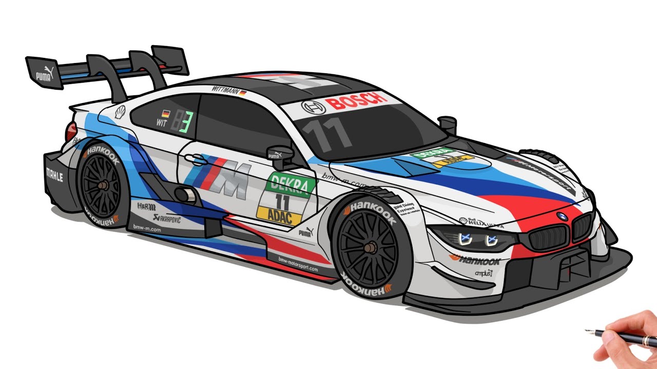 How to draw BMW M4 DTM / drawing bmw m4 f82 2016 car - YouTube
