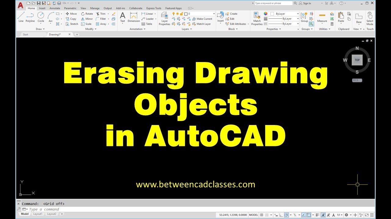 Erasing Drawing Objects in AutoCAD - YouTube