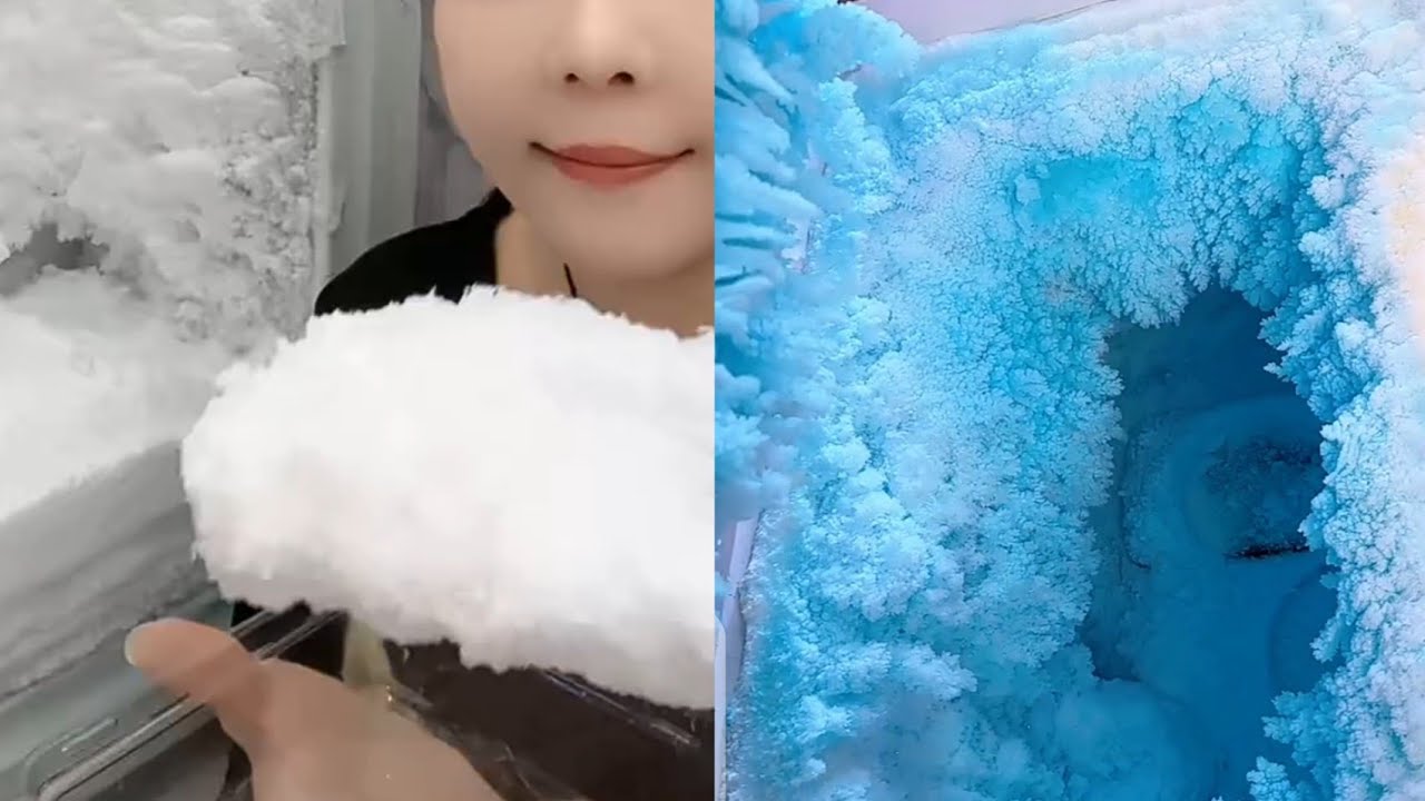 FREEZERFROST ICE CRUNCHY FREEZERICE 🥶SQUEAKY FLUFFY ASMR ICE💠 SCRAPPING ...