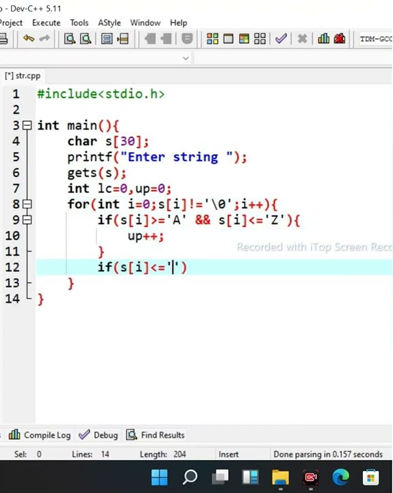 Calculate Uppercase and lowercase letter in string in C #coding #shorts - YouTube