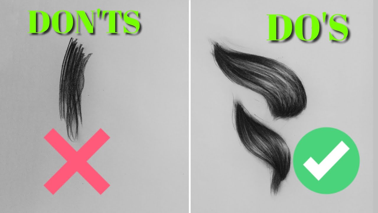 DO'S & DON'TS : How to draw realistic hair | Step by step drawing ...