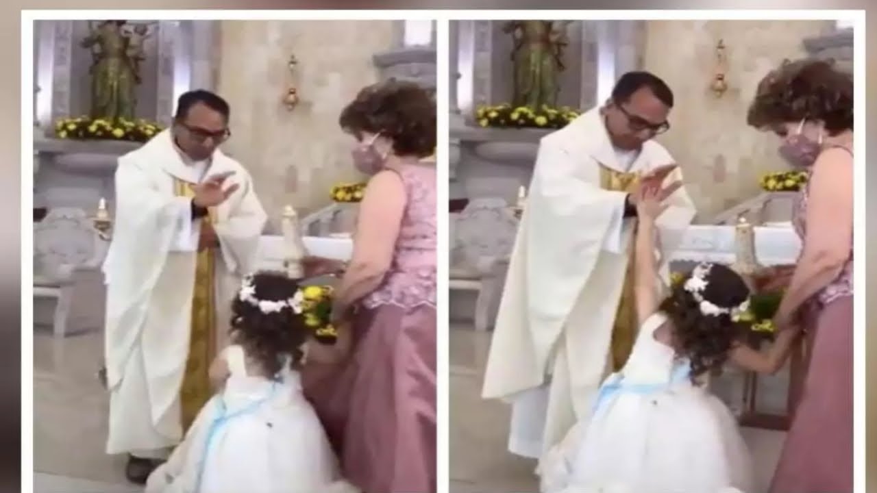 Girl gives high five to priest who raised hand to bless her; video goes ...