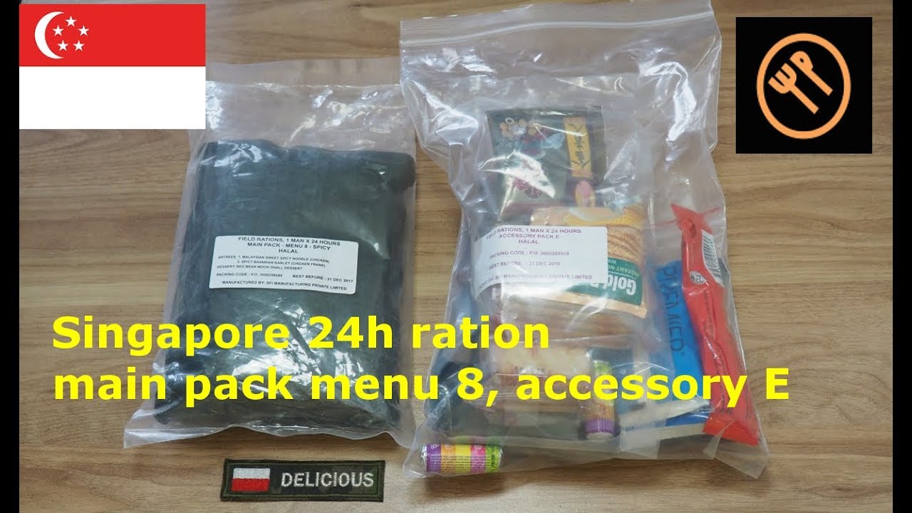 Singapore army combat ration 24h - menu 8, accessory E - part 1 - YouTube