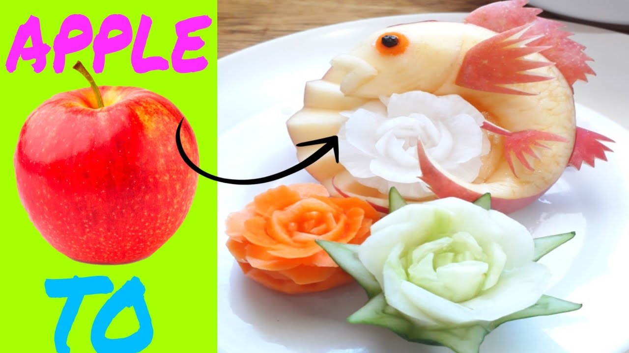 How to carve apple. / DIY carving/ from apple to fish art. (Part 0.2 ...