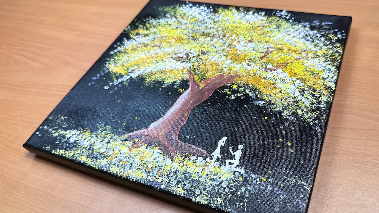 Easy to draw beautiful trees for beginners/Acrylic Tree Painting ...