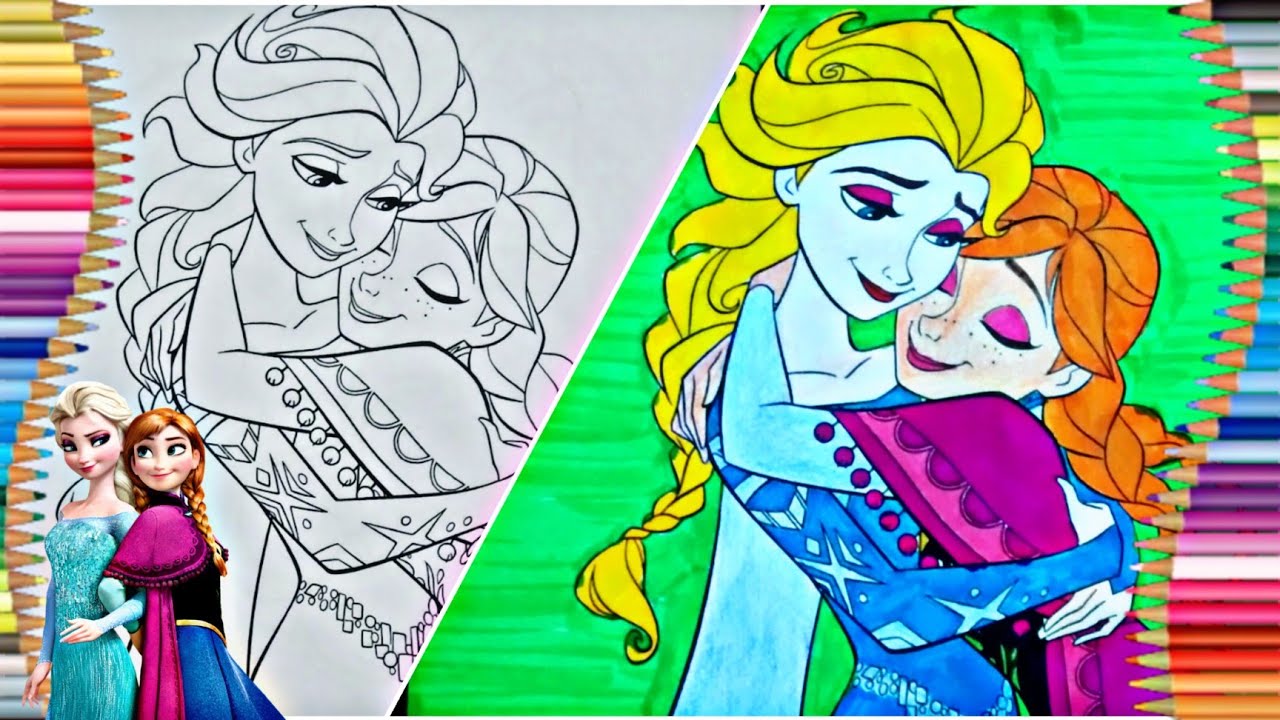how to color frozen anna and elsa//kids coloring video//coloring book ...
