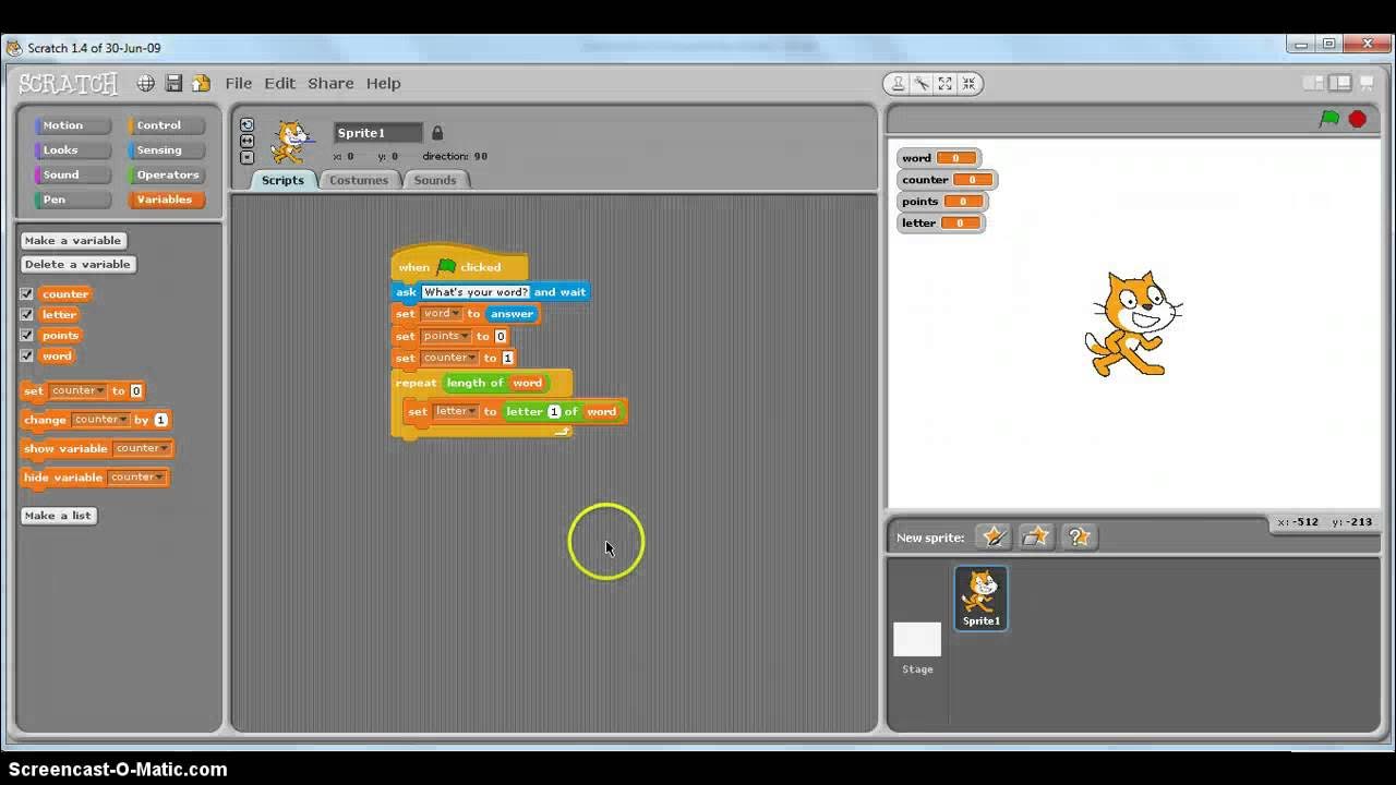 Scratch Example - Simple points for different letters in a word - YouTube