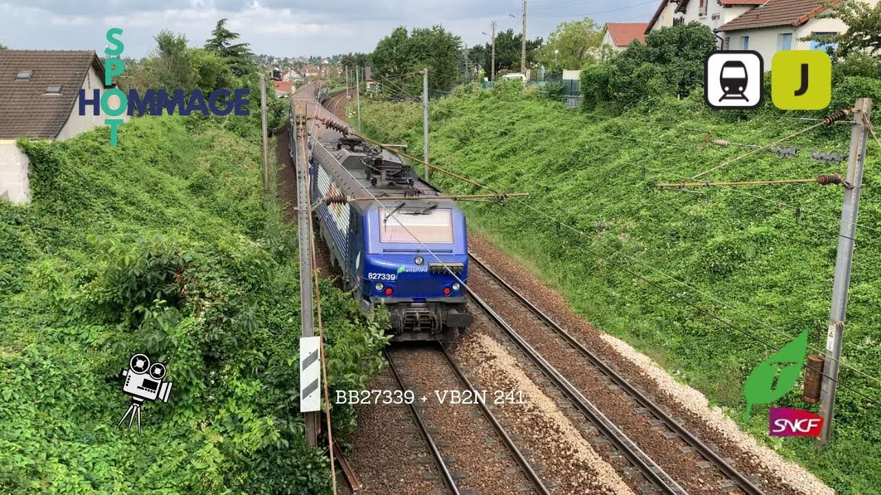 Transilien Ligne j BB27339 et VB2N 241, Transilien SNCF - YouTube