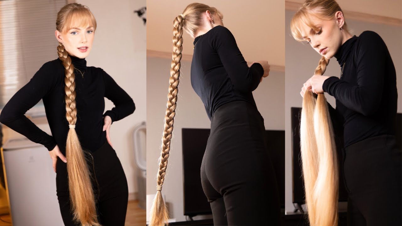 RealRapunzels | Extreme Blonde High Braid Photoshoot (preview) - YouTube
