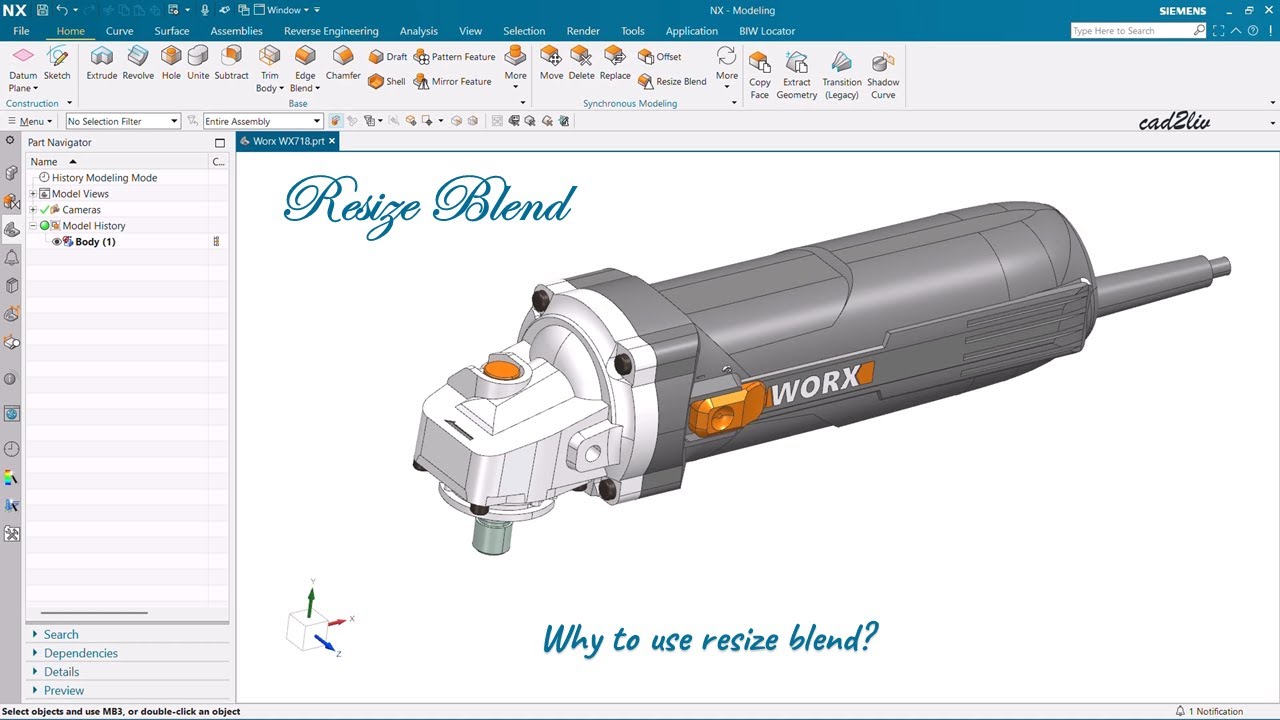 Nxsynchronousmodeling Resize Blend Resize Blend In Nx Nxtutorials Nx Cad Cad2liv
