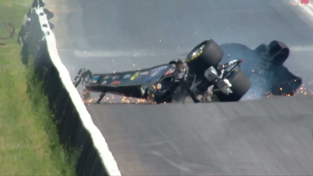 Joey Severance wild Top Alcohol Dragster crash - YouTube