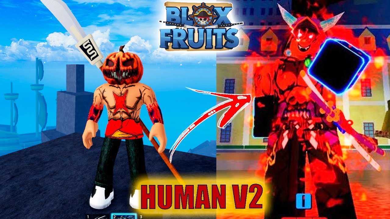 PEGANDO RAÇA HUMAN V2 E INDO PRA SEA 3 NO BLOX FRUITS - Roblox - YouTube