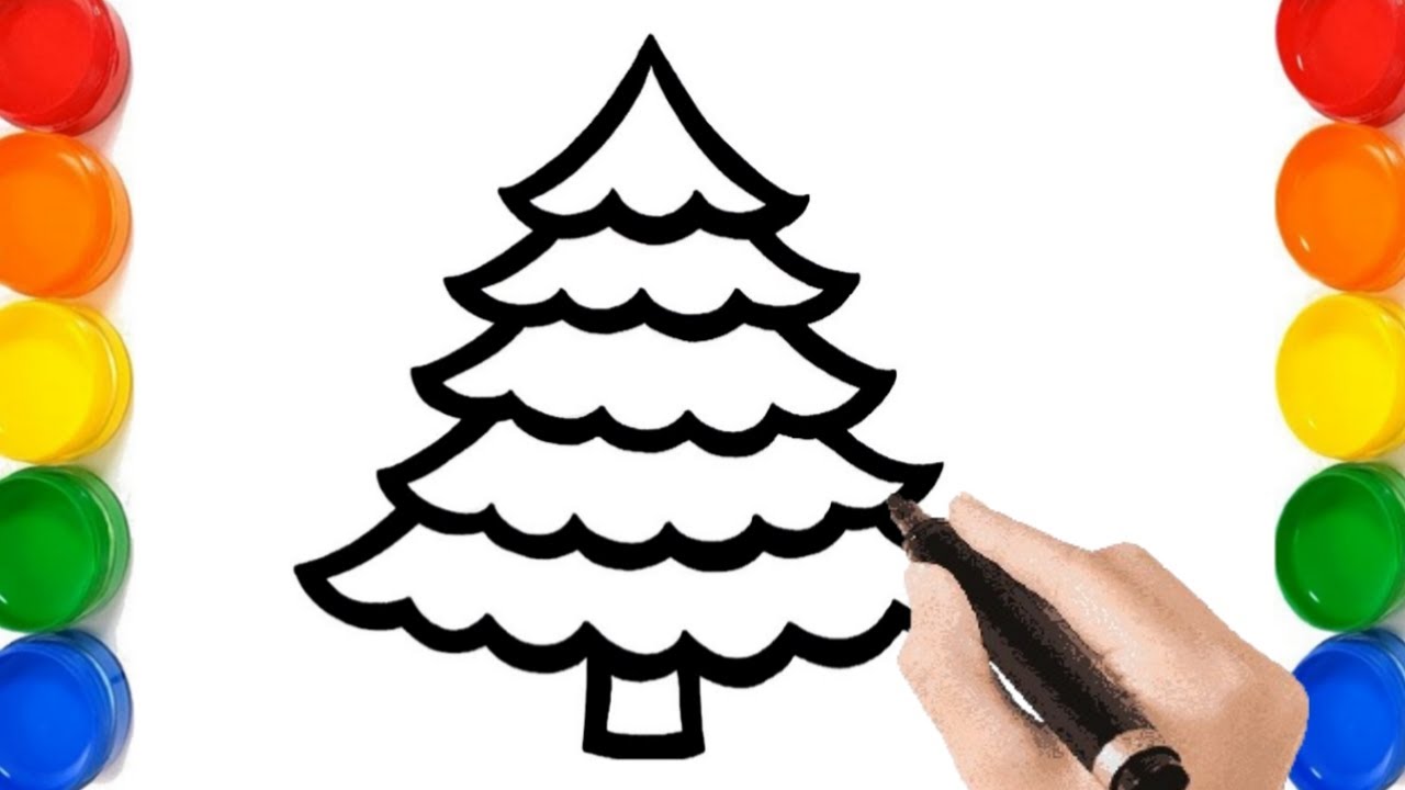 Tree 🌲drawing for kids* Cute Tree drawing, painting & colouring for ...