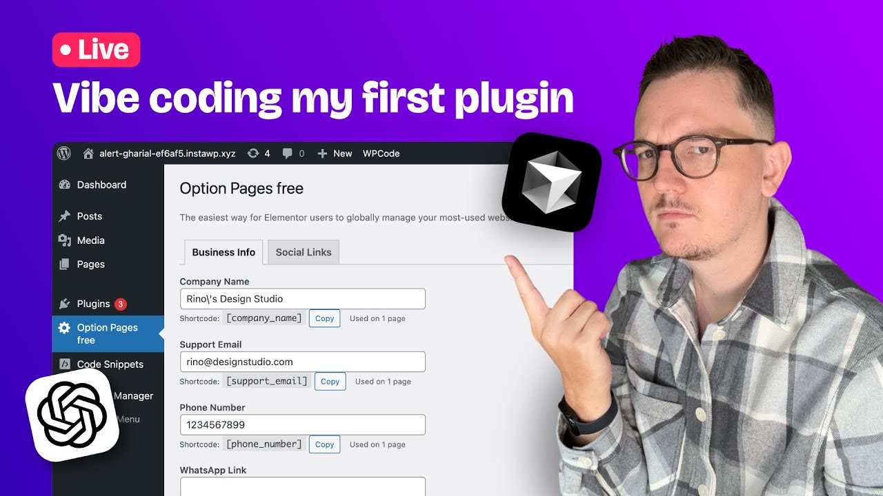 Vibe coding my first plugin with AI (Option pages plugin) - YouTube