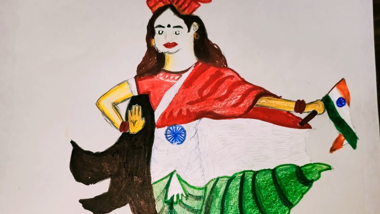 Independence day drawing (bharat maata drawing) - YouTube