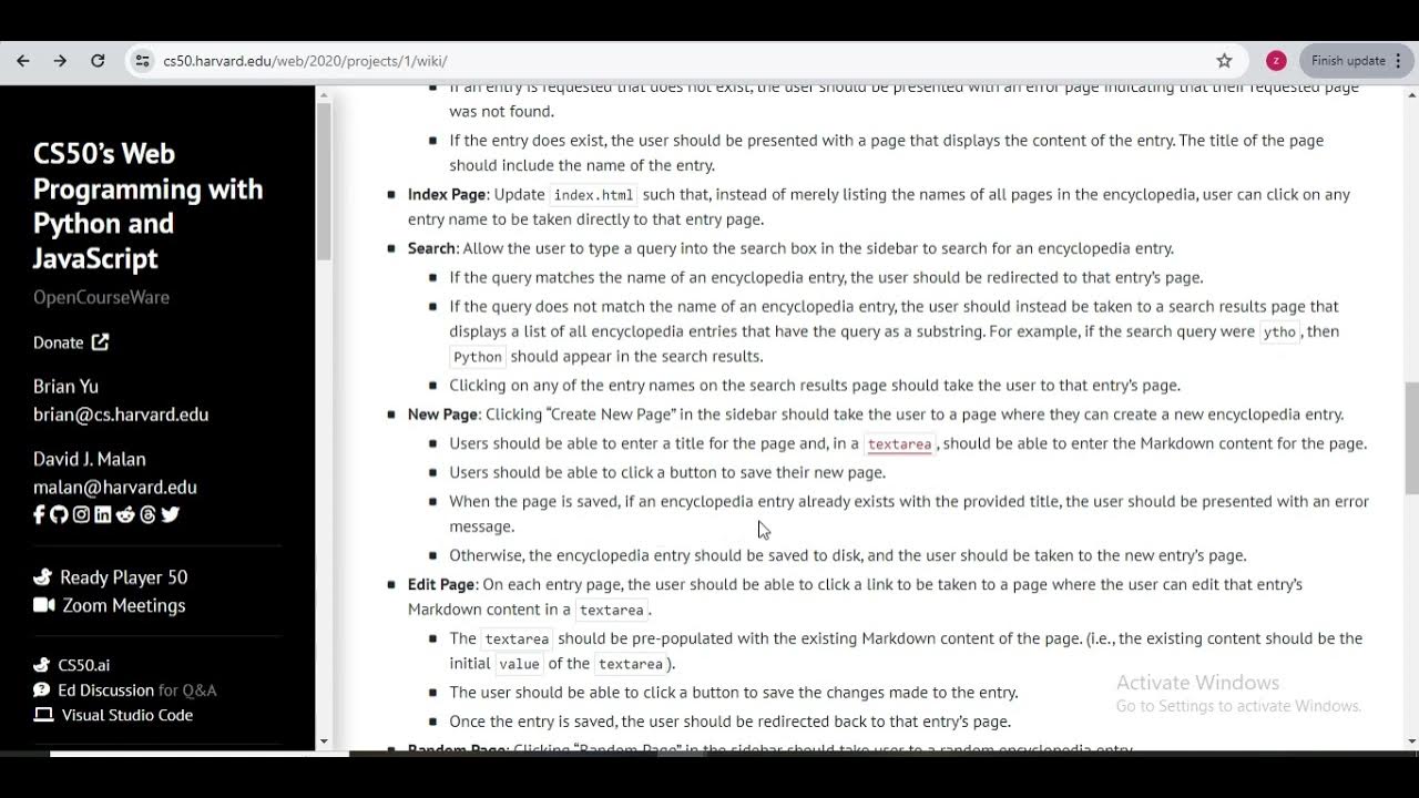 Wiki | project submission Cs50 web - YouTube