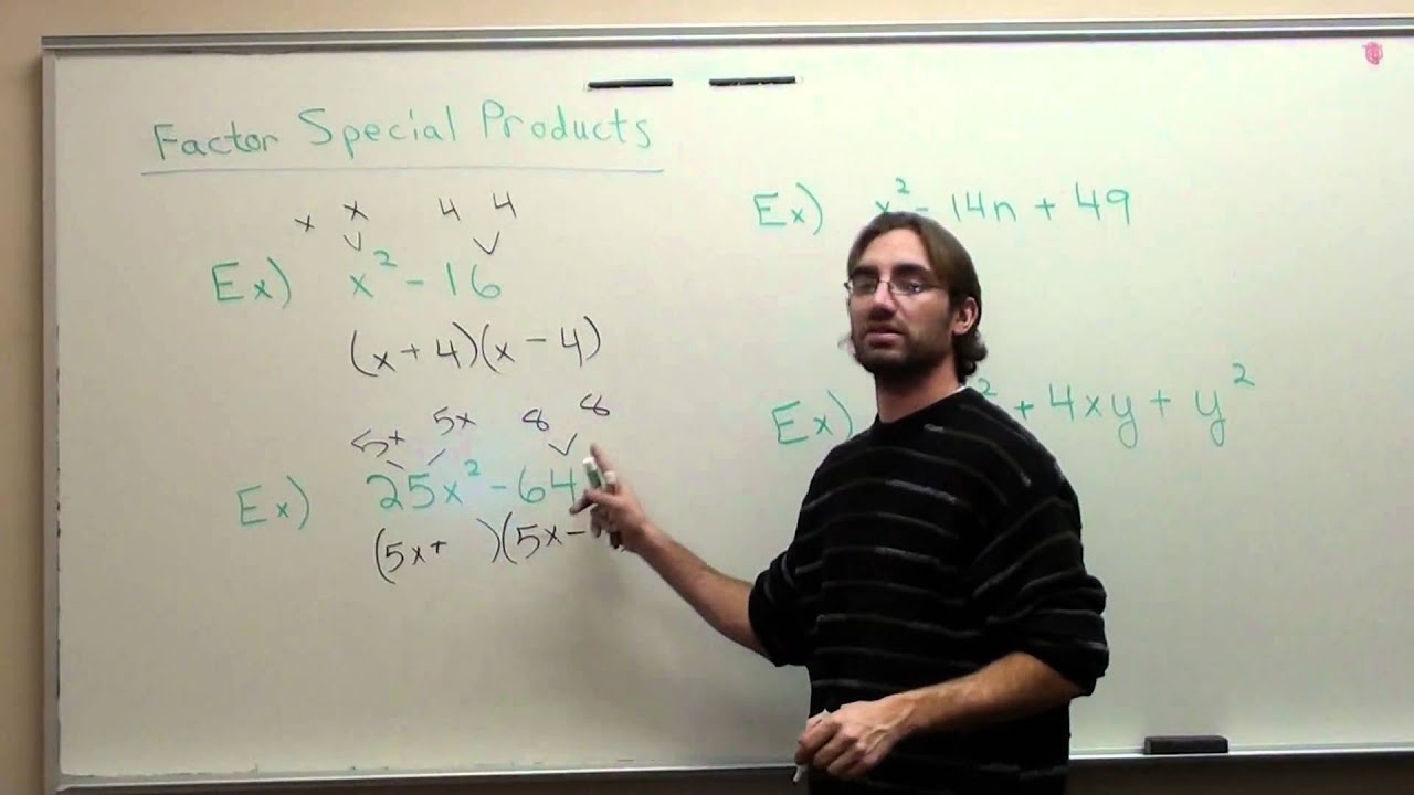 Free Math Lessons Factoring Special Products - YouTube