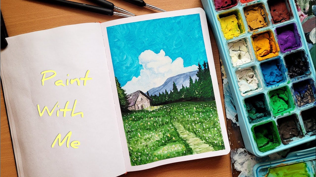 Watch Me creating a Beautiful Gouache Painting | Paint with me☘️ ️ ...