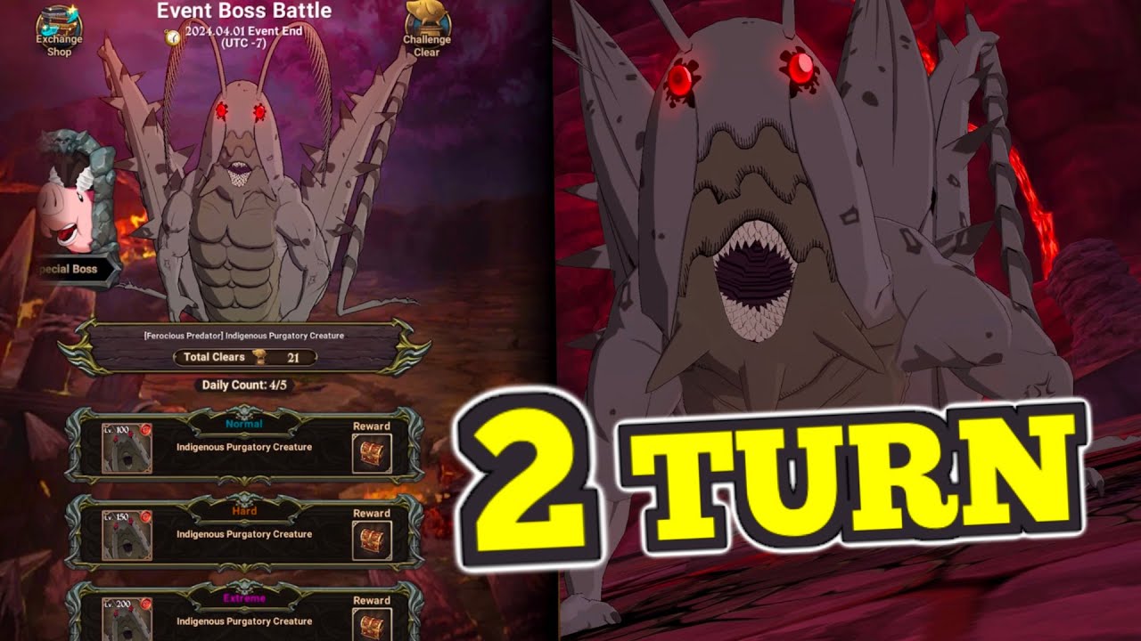 2 TURN Indigenous Purgatory Creature Event Boss! Seven Deadly Sins ...
