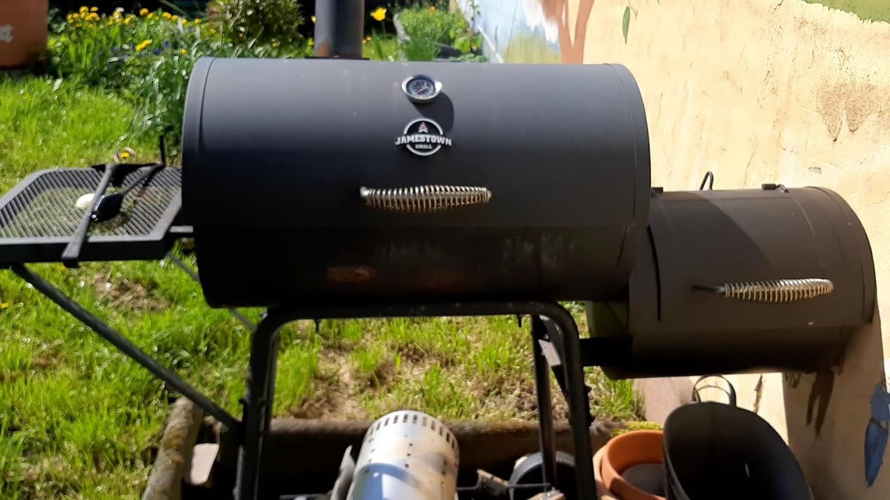 Jamestown Charton Smoker Barbecue With Two Grill Surfaces Inch - YouTube