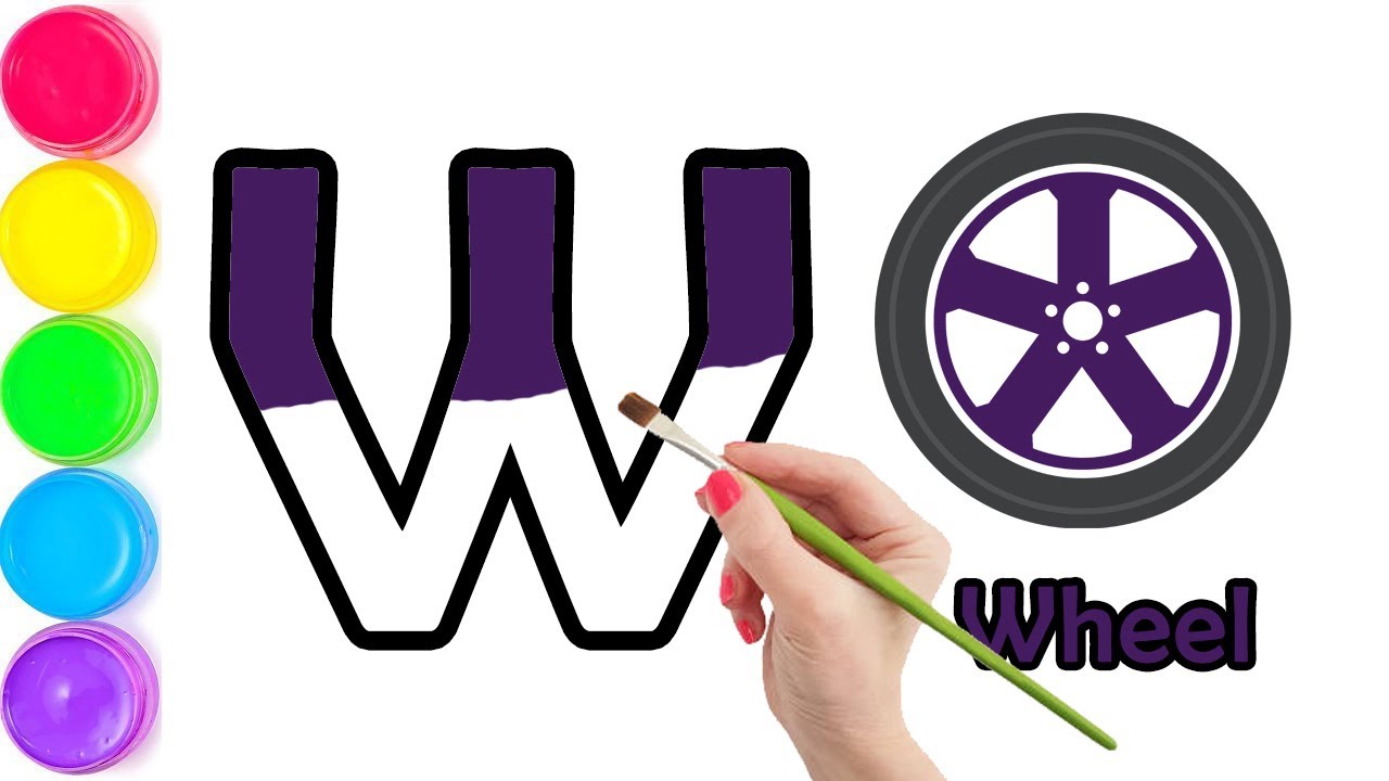 W for Wheel , Wool | ABCD | Alphabets| W letter Drawing with Vocabulary ...