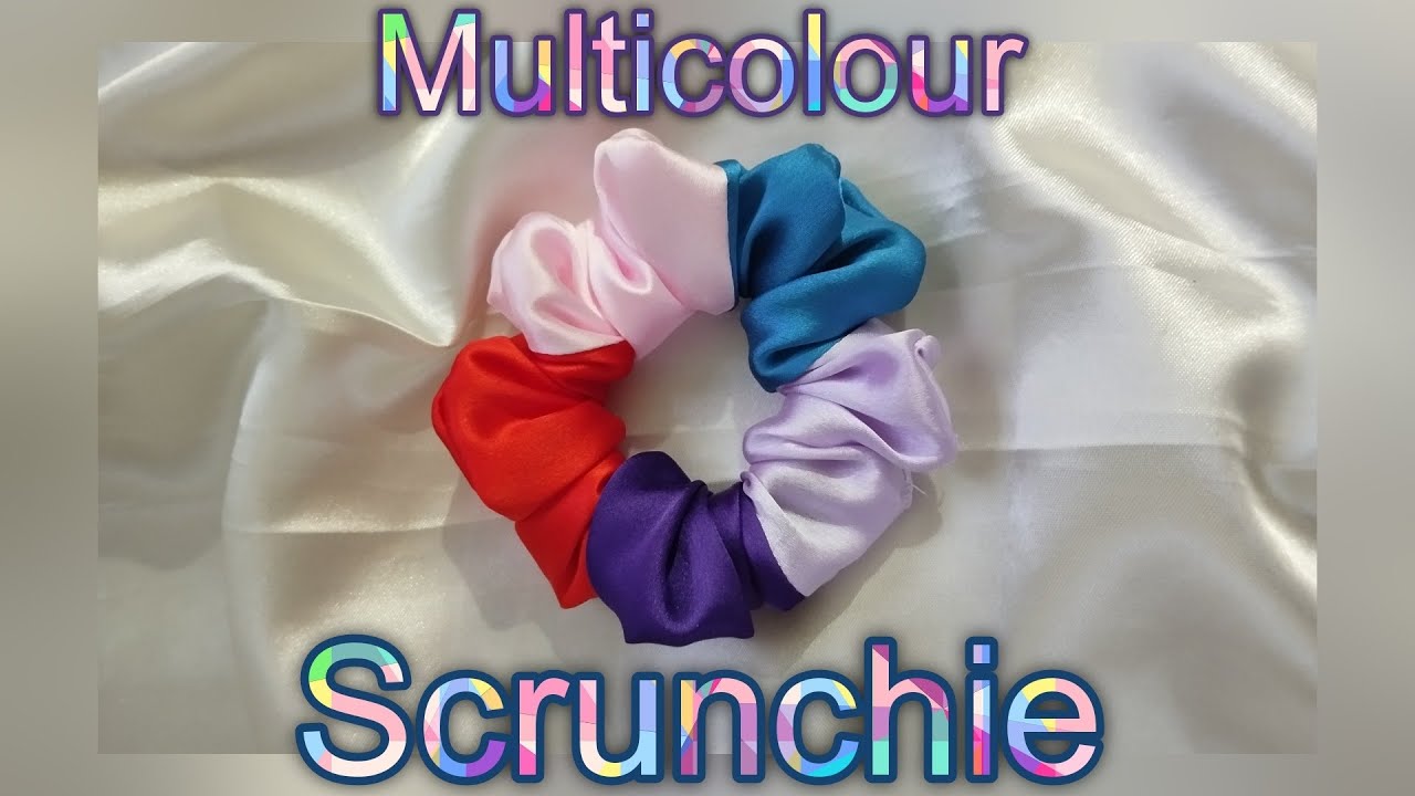 DIY scrunchie | Multicolour scrunchie | leftover fabric - YouTube