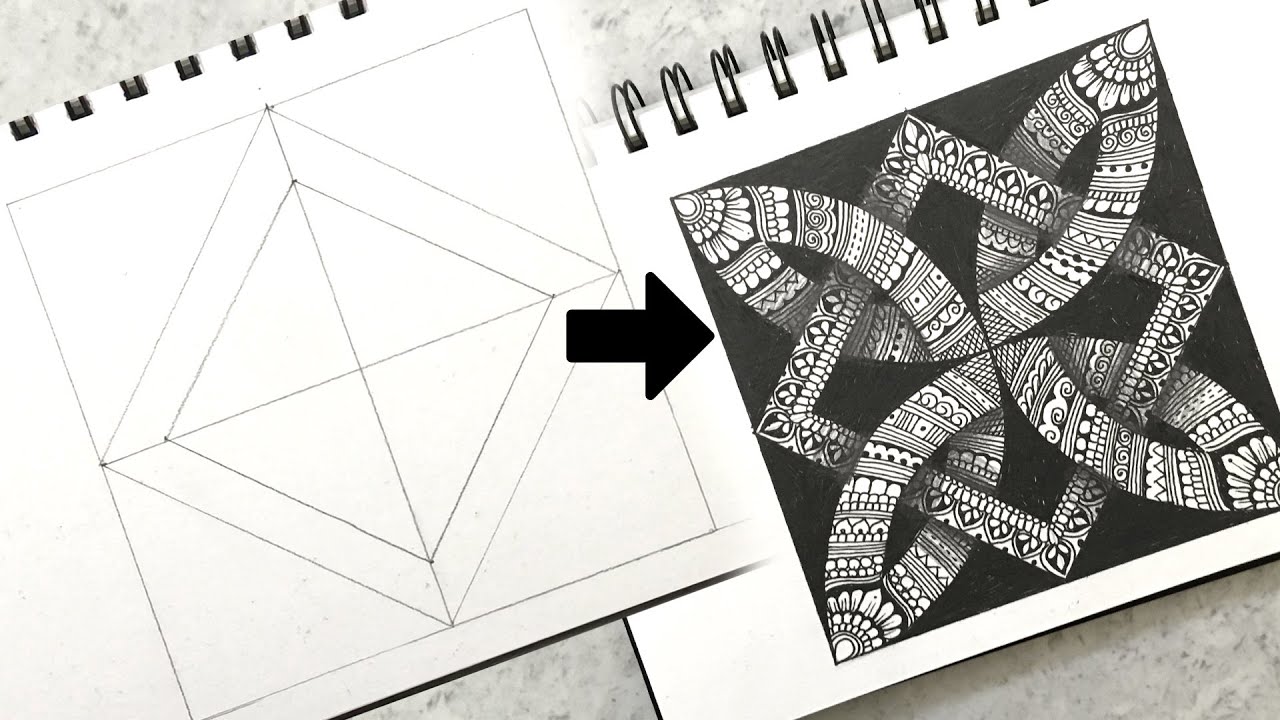 3D Abstract Square Pattern Mandala Drawing | Half Circles Pattern ...