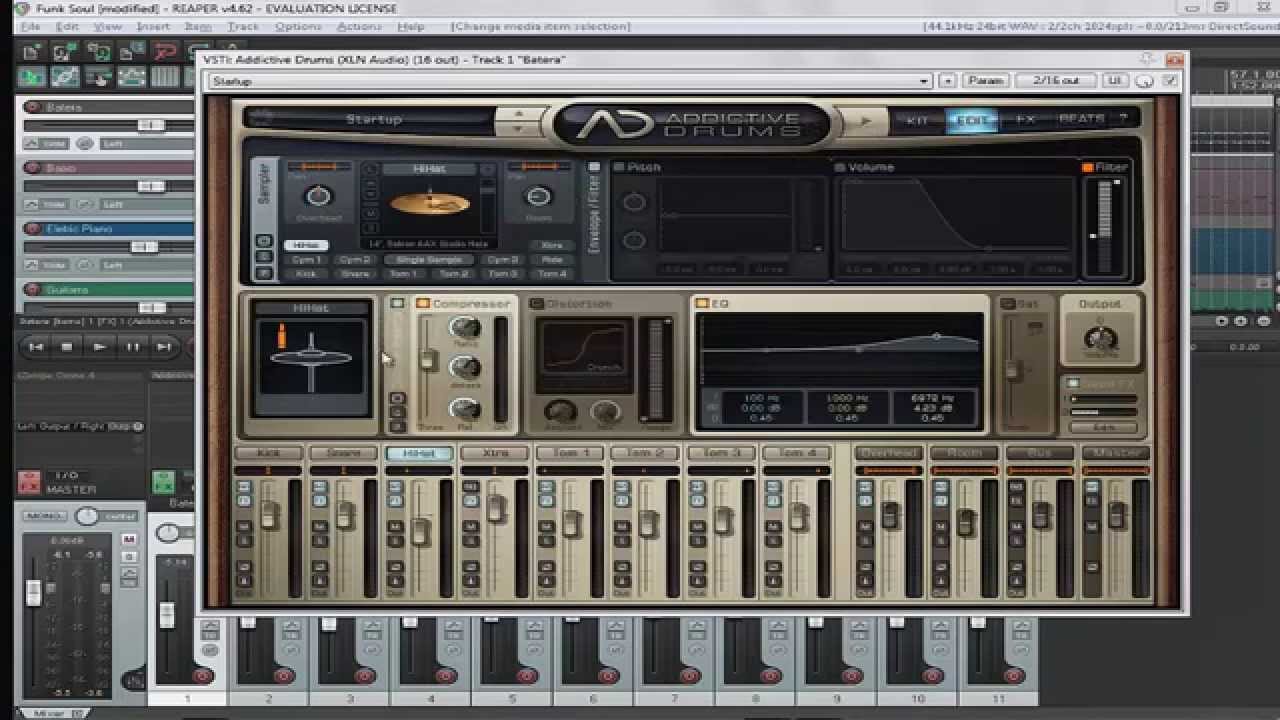Reaper # 11 - Produção Comentada # 2 - Funk - Bateria (Addictive Drums ...