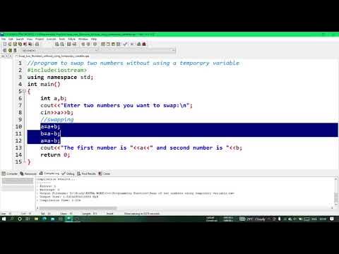 Swapping two numbers without using third variable in C++ - YouTube