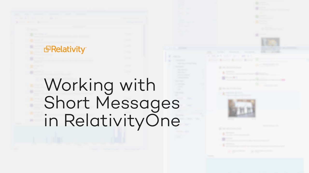 Short Message | Working with Chat Data in RelativityOne - YouTube