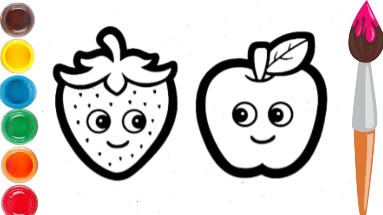 how to draw fruits,apple, strawberry||draw apple, strawberry||fruits ...