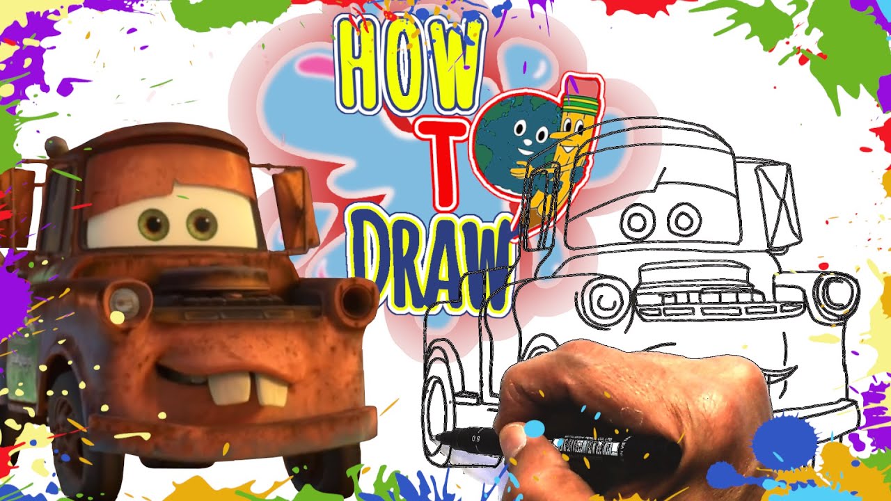 How to Draw Mater Pixar Cars | Easy Things to Draw | Coloring Page ...