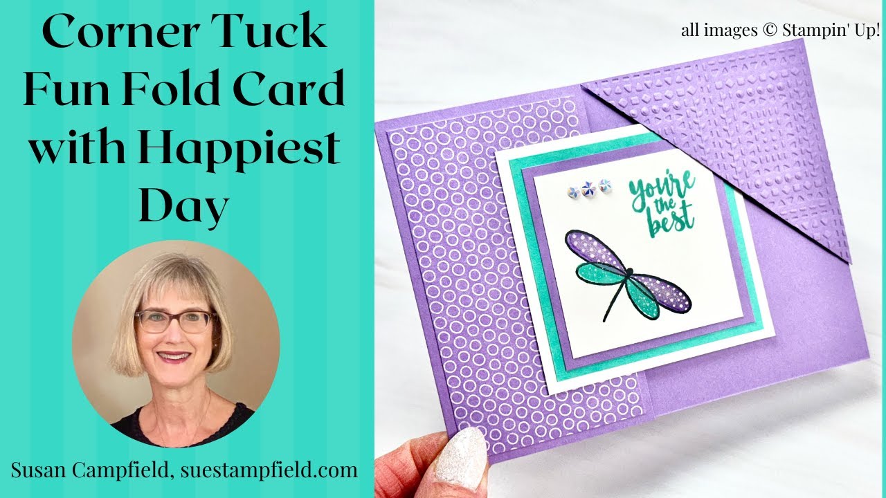 So Cute! Corner Tuck Fun Fold Card with Happiest Day - YouTube