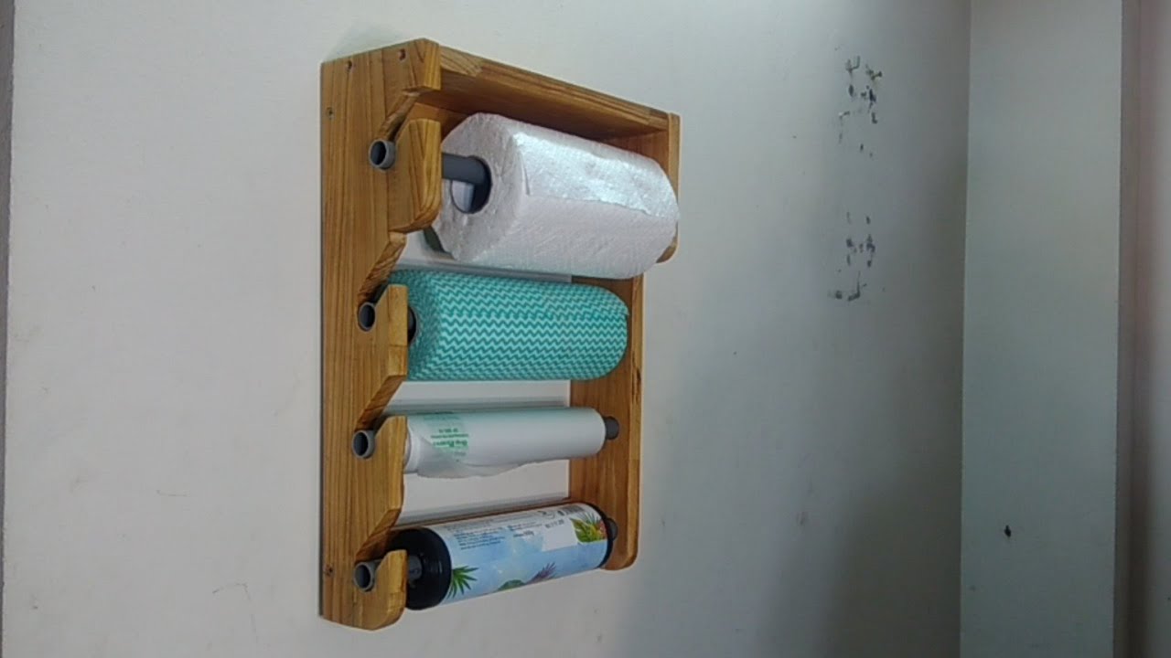 DIY multipurpose roll cleaning rack - YouTube