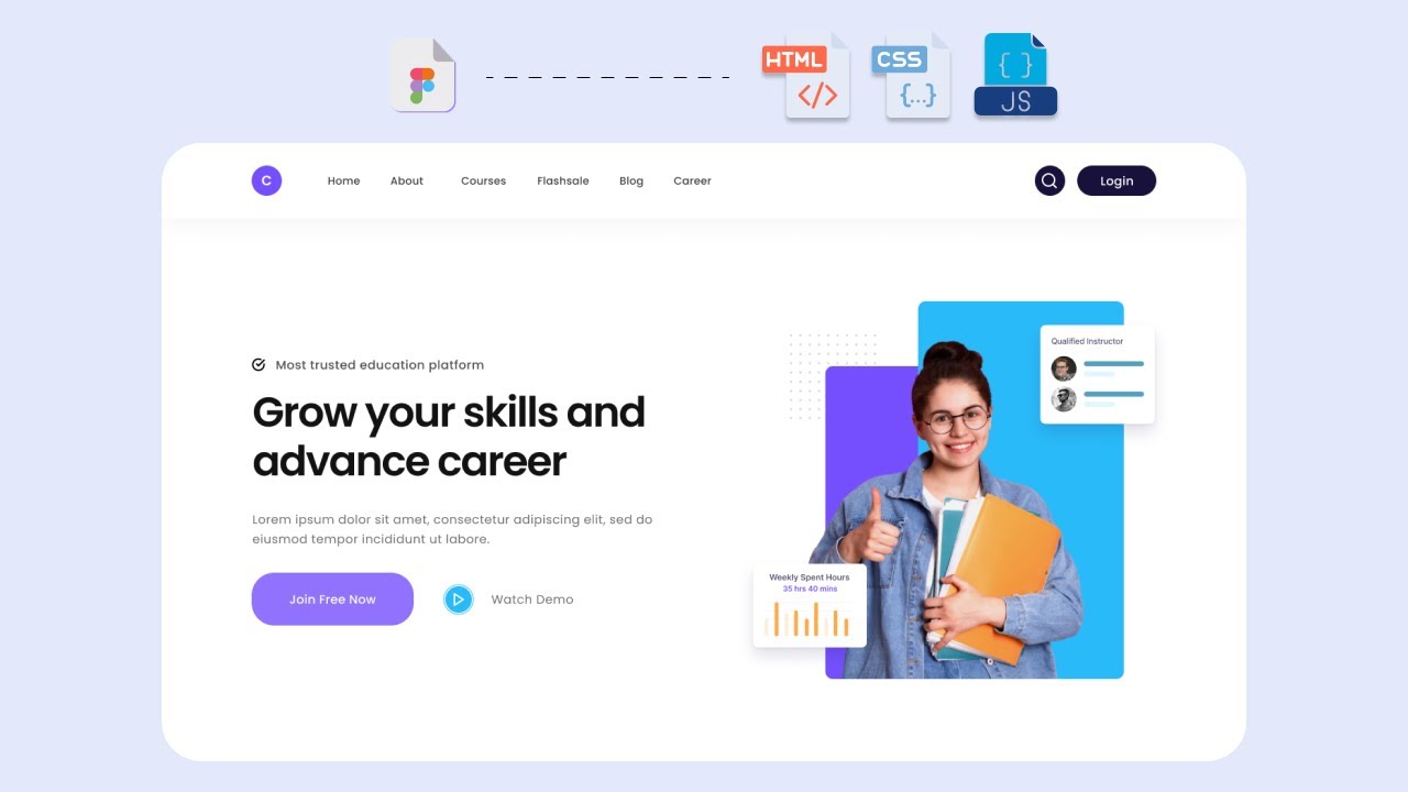 Learning Course Platform Website Using HTML & CSS and Javascript - YouTube