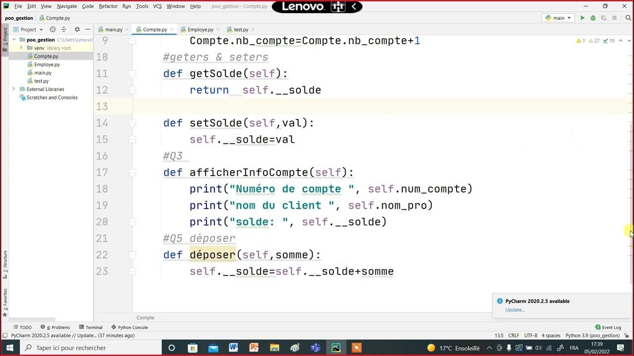 Solution Exam POO en Python |Module: La programmation Orienté Object en ...