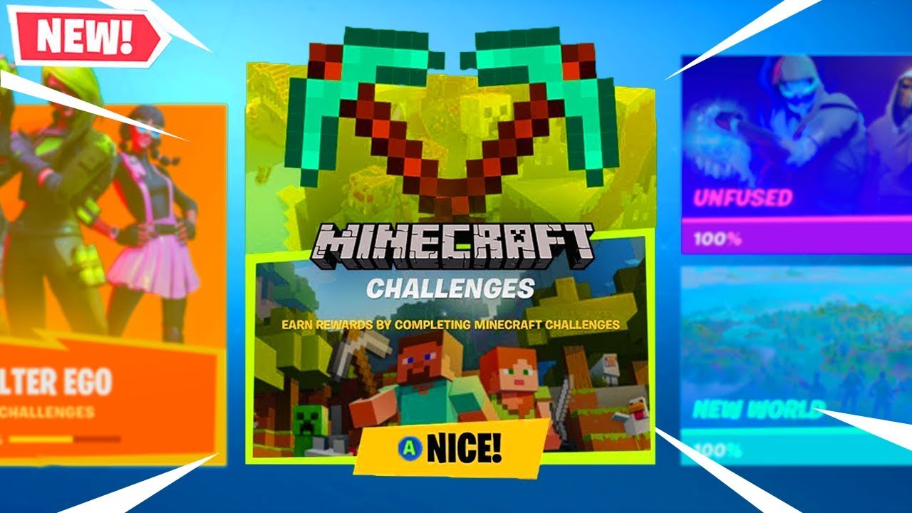 The New Fortnite x Minecraft Challenges In Fortnite! (Official Gameplay ...
