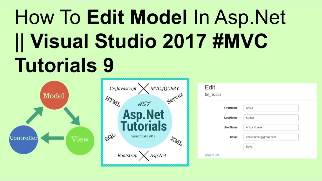How to edit mvc model in asp.net || visual studio 2017 #MVC tutorials 9 ...