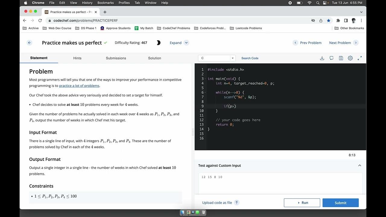 Codechef - Practice Makes Us Perfect Problem - C Language - YouTube