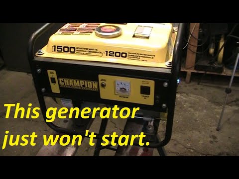 Champion 1500 generator won't start. - YouTube