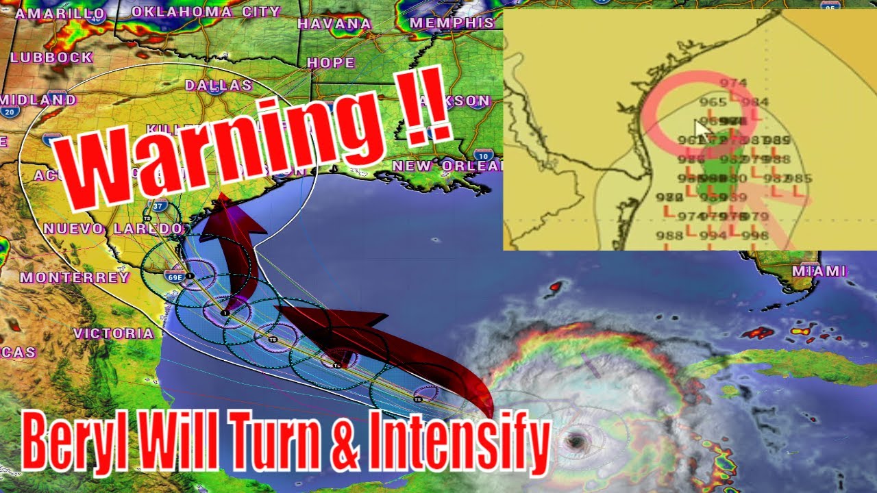WARNING! Hurricane Beryl Turns North & Will Intensify! - YouTube
