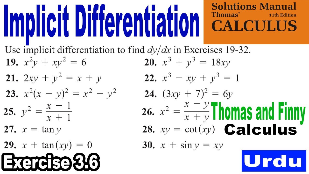 Implicit Differentiation || calculus and analytical geometry || Thomas ...