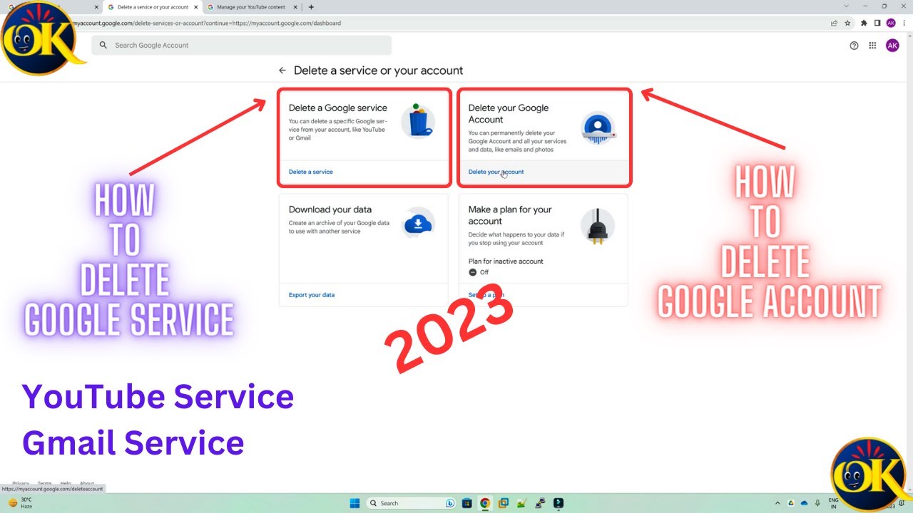 How to delete Google Account or Service| delete Google Service| delete ...
