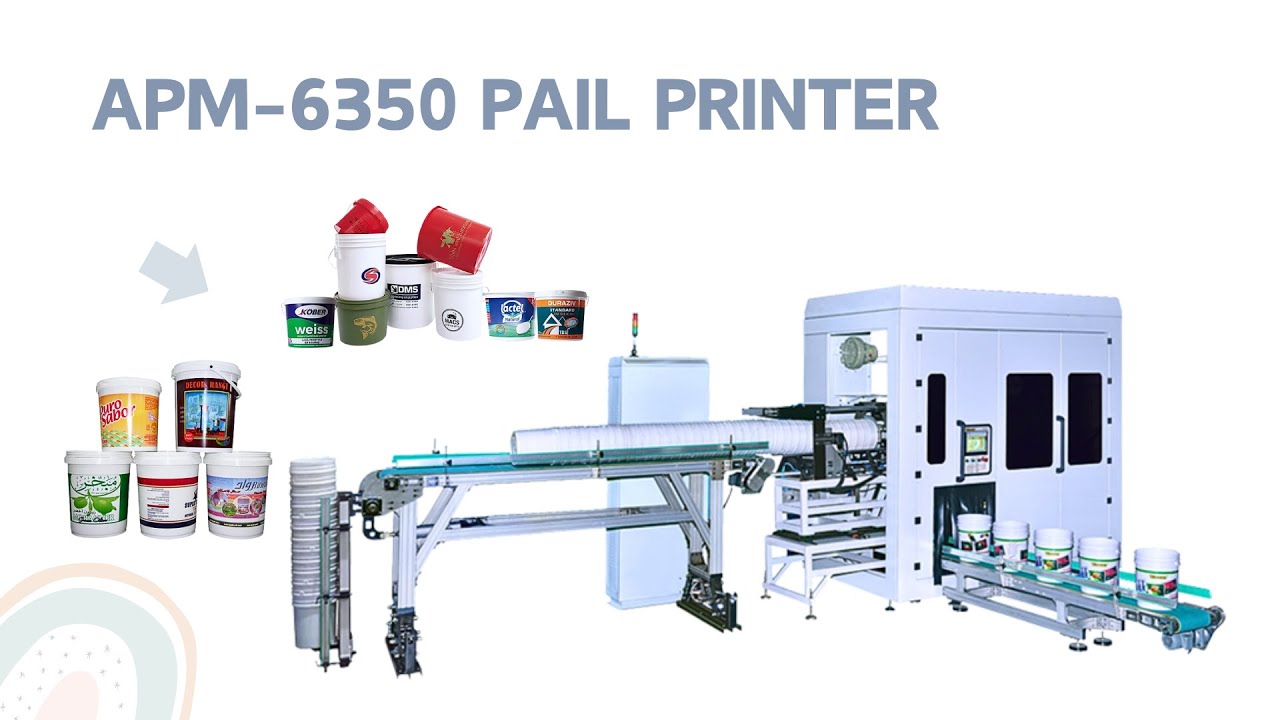 Automatic paint bucket offset printing machine - YouTube