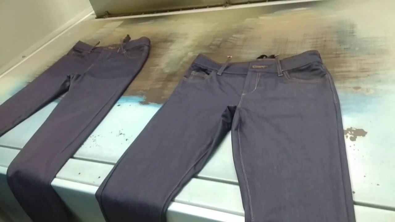Denim dry process - Garments behind the scene - YouTube