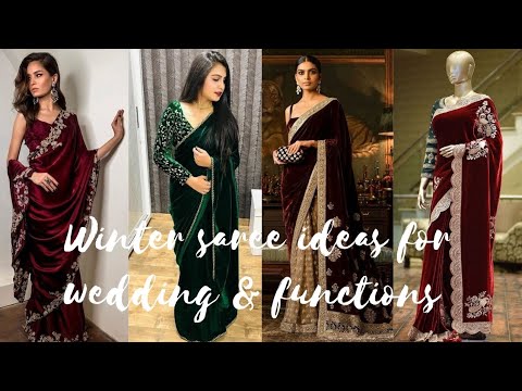 saree styling ideas for function in winter | latest valvet saree ...
