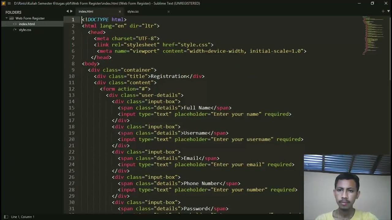 Form Login HTML CSS | Sublime Text 3 - YouTube