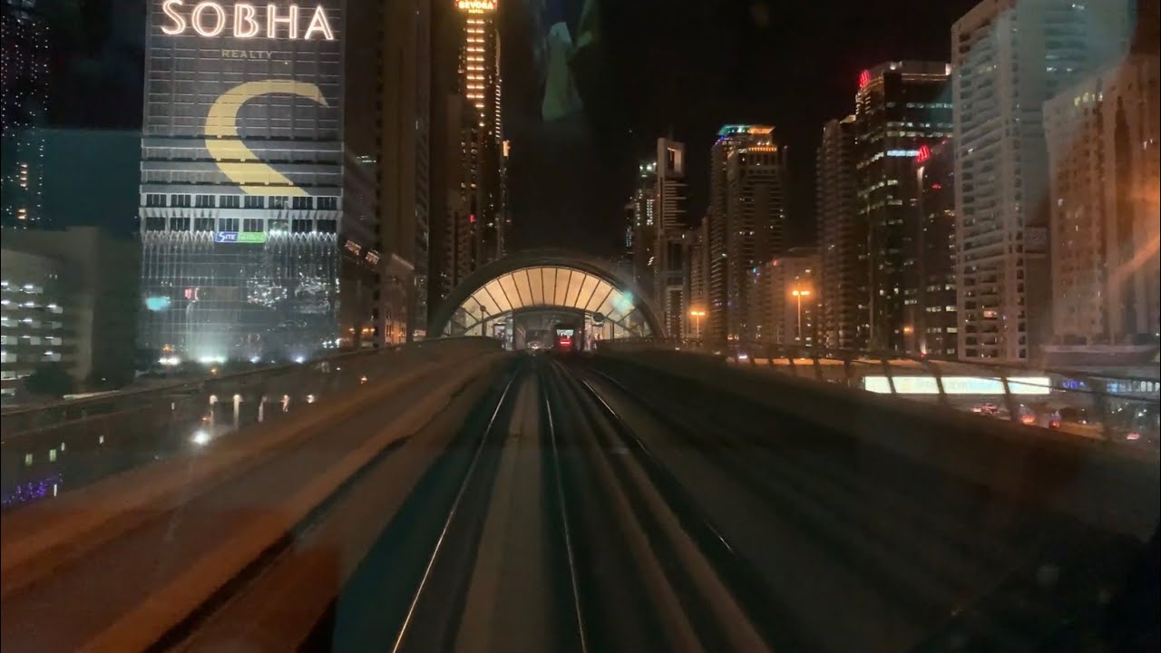 [4K 60fps]Dubai Metro-Journey between Burj Khalifa/Dubai Mall and Al ...
