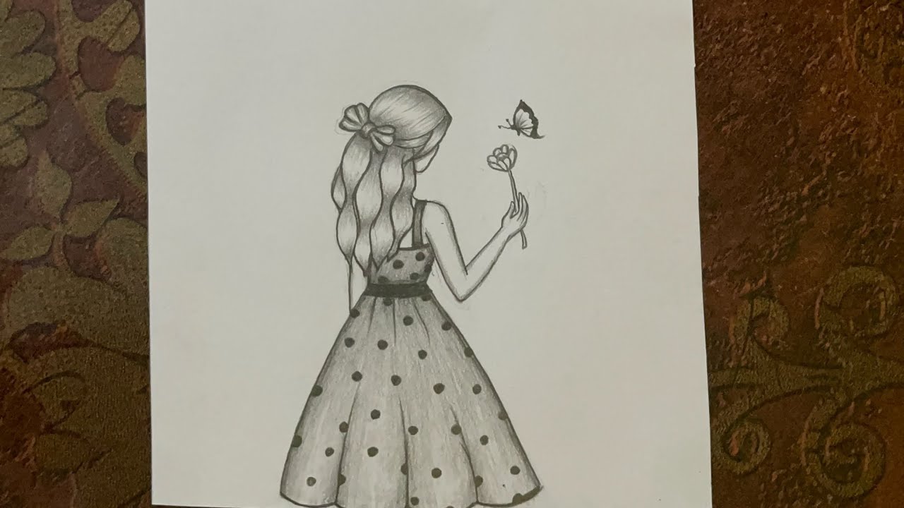 How to draw a girl with flower-easy girl drawing for beginners | step ...